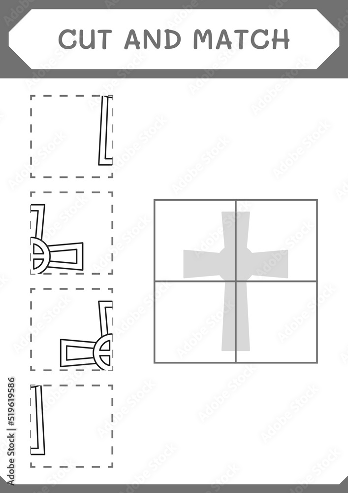 Cut and match parts of Christian cross, game for children. Vector ...