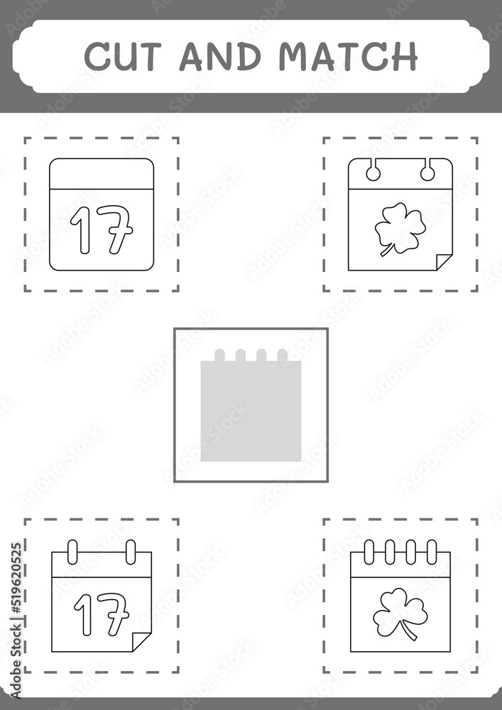 Cut and match parts of Calender, game for children. Vector illustration ...