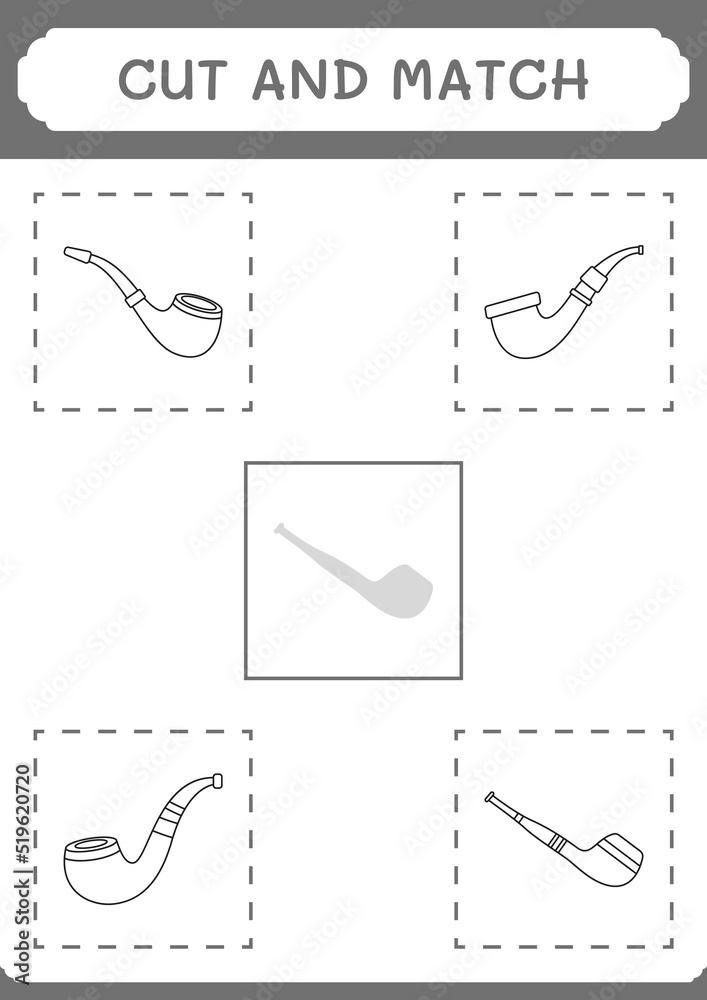 Cut and match parts of Smoking pipe, game for children. Vector ...