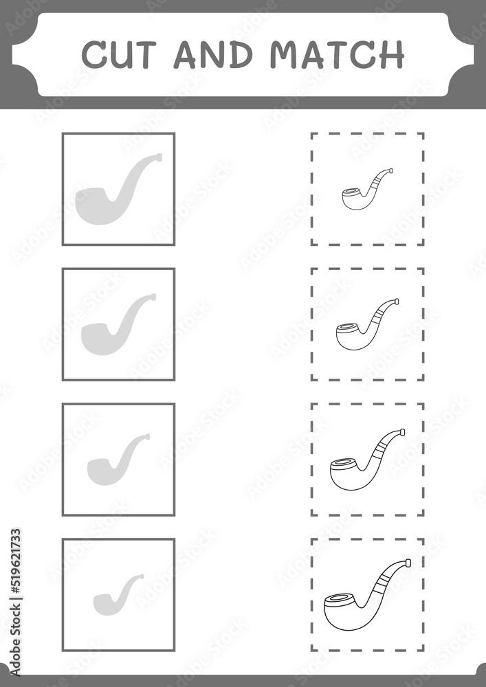 Cut and match parts of Smoking pipe, game for children. Vector ...