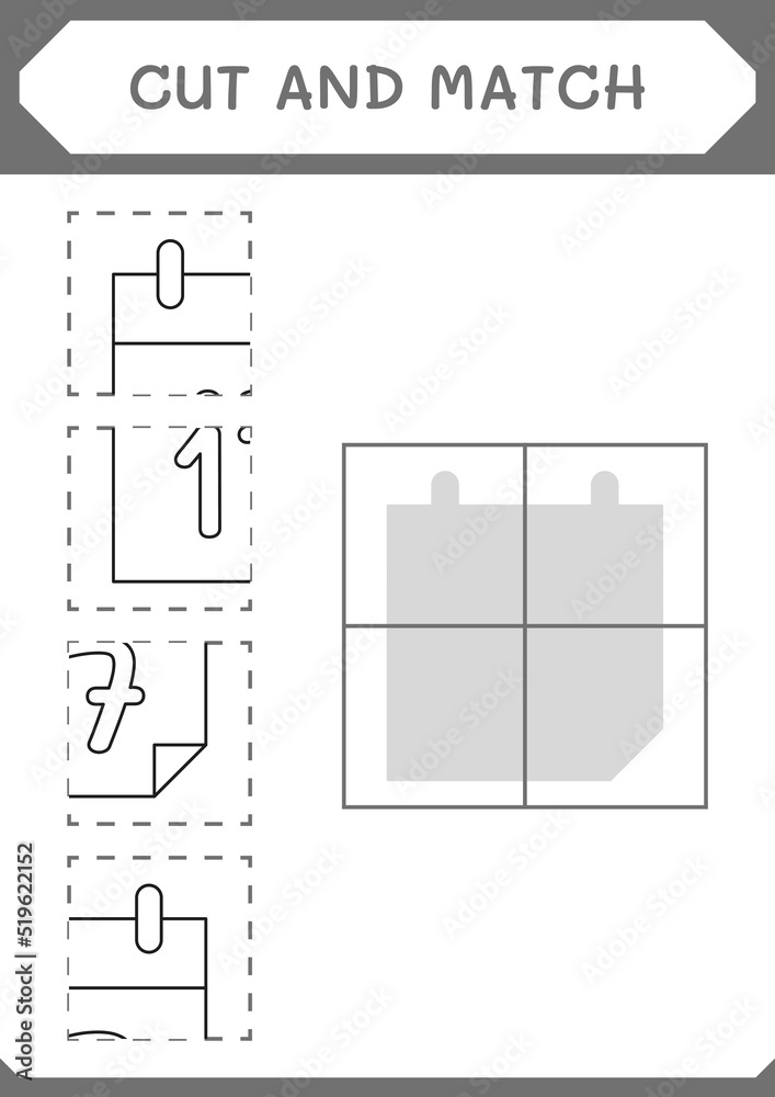 Cut and match parts of Calender, game for children. Vector illustration ...
