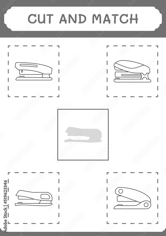 Cut and match parts of Stapler, game for children. Vector illustration ...