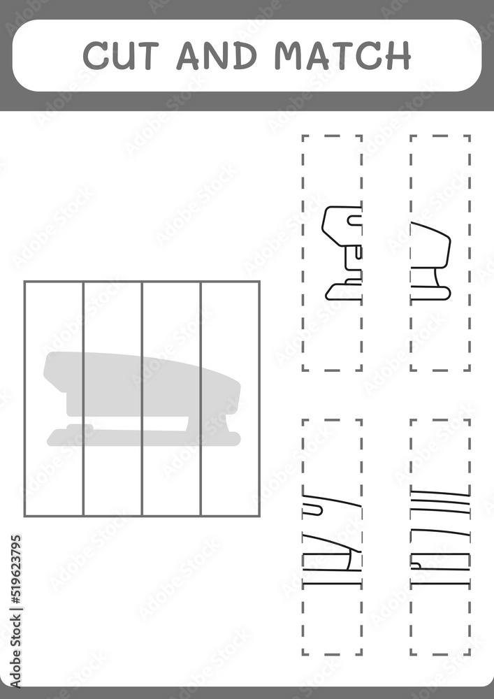 Cut and match parts of Stapler, game for children. Vector illustration ...