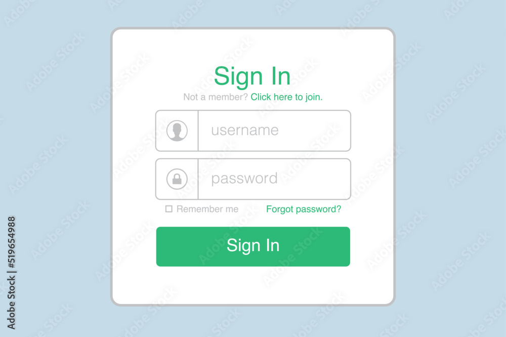 Stock-Vektorgrafik „Registration form and login form page. Vector ...