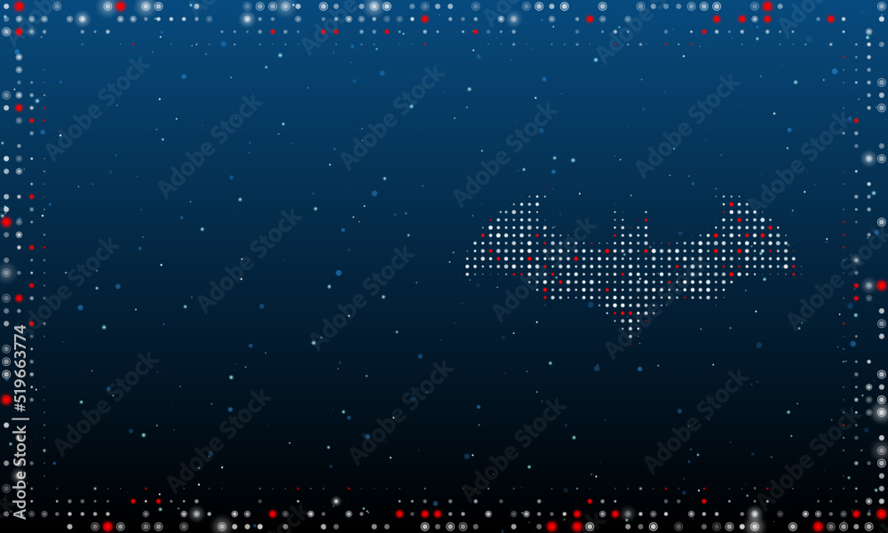 On the right is the bat symbol filled with white dots. Pointillism ...