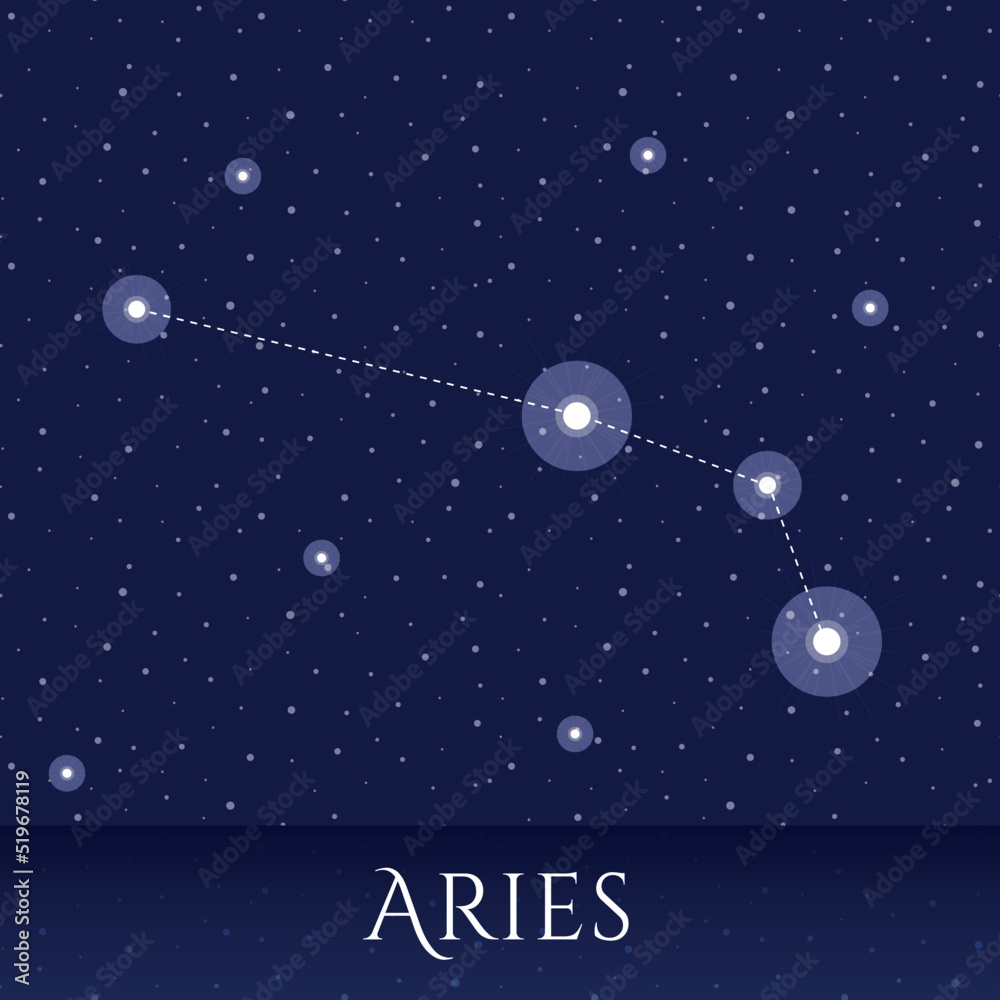 Zodiac constellation Aries over blue background Stock Vector | Adobe Stock