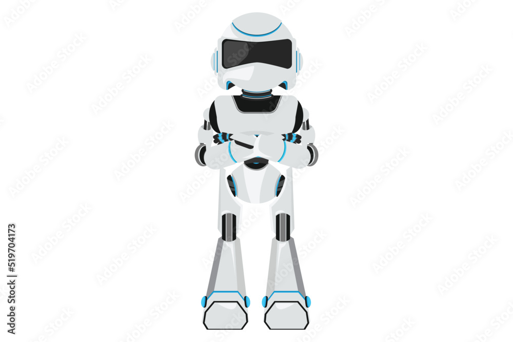 Business design drawing robot with keeping arms crossed. Robot standing ...