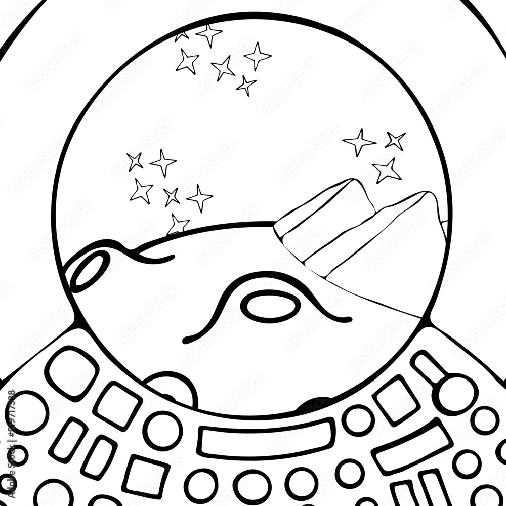 Fantasy Space Coloring Page Illustration. Space Coloring Book. Sketch ...