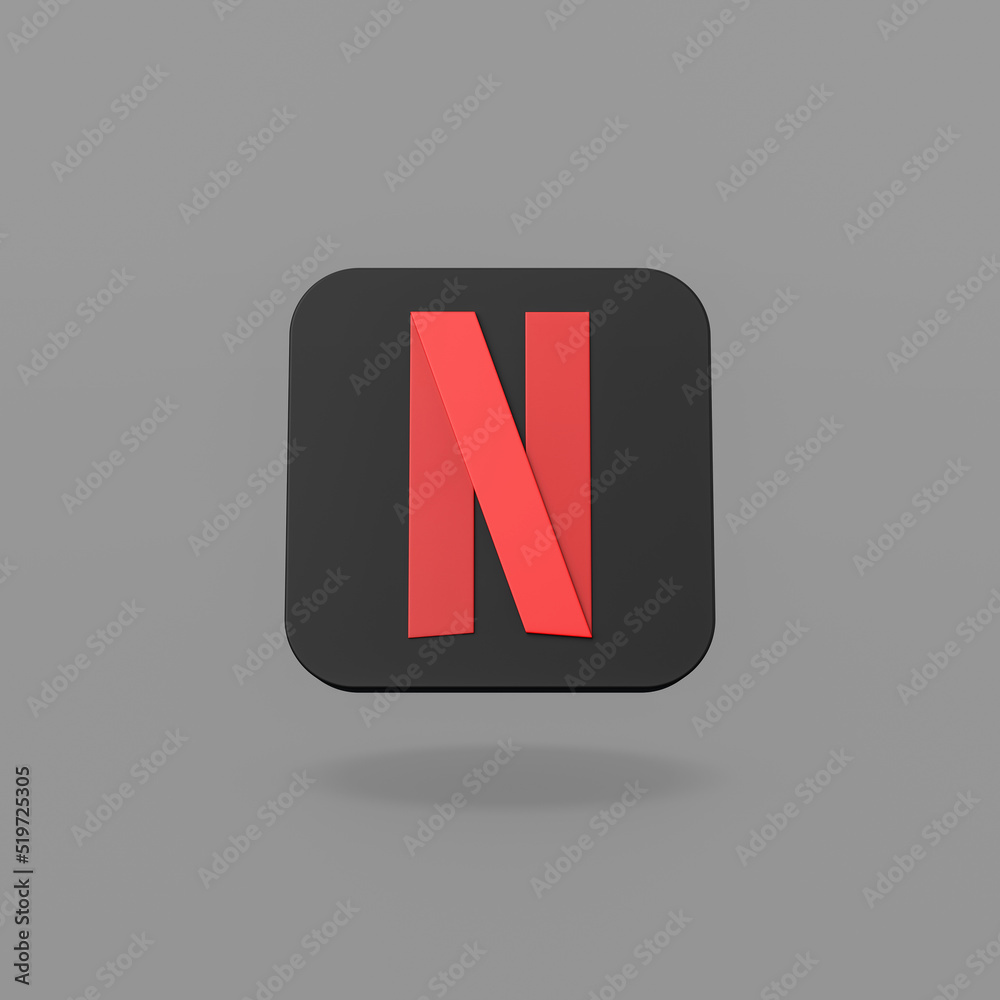 Netflix Logo on Flat Dark Gray Background 素材庫插圖 | Adobe Stock
