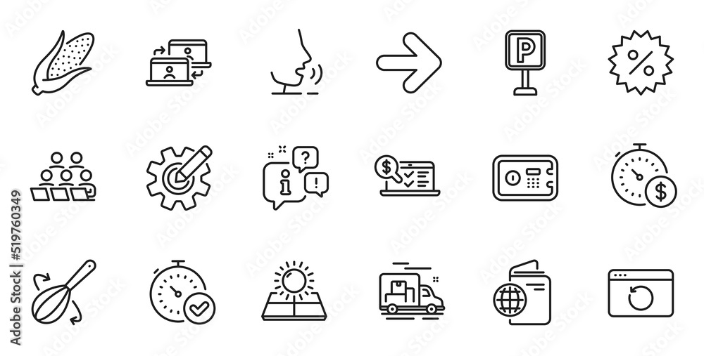 Outline set of Recovery internet, Sun energy and Last minute line icons for web application ...