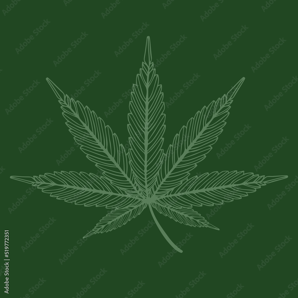 Vector de Stock Vector logo hoja de cannabis sobre fondo verde. Nuevo negocio derivados del ...