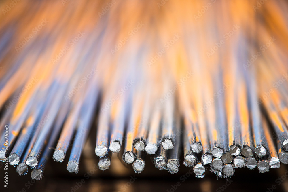 Construction steel rods or bars work reinforcement in conncrete ...