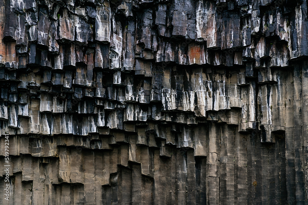 Basalt formation with natural columns in Iceland Stock Photo | Adobe Stock
