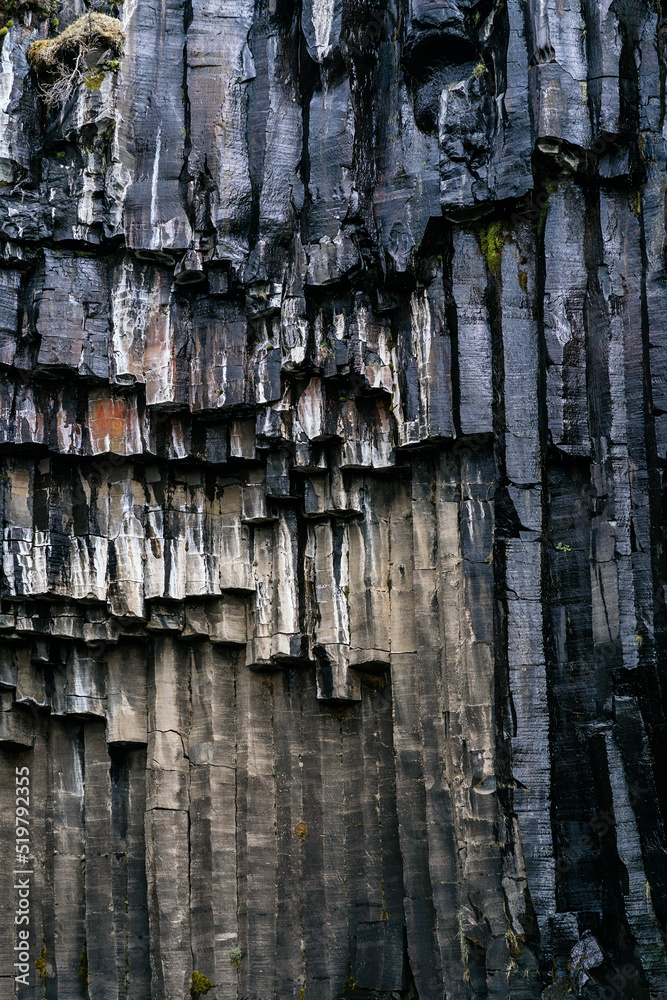 Basalt formation with natural columns in Iceland Stock Photo | Adobe Stock