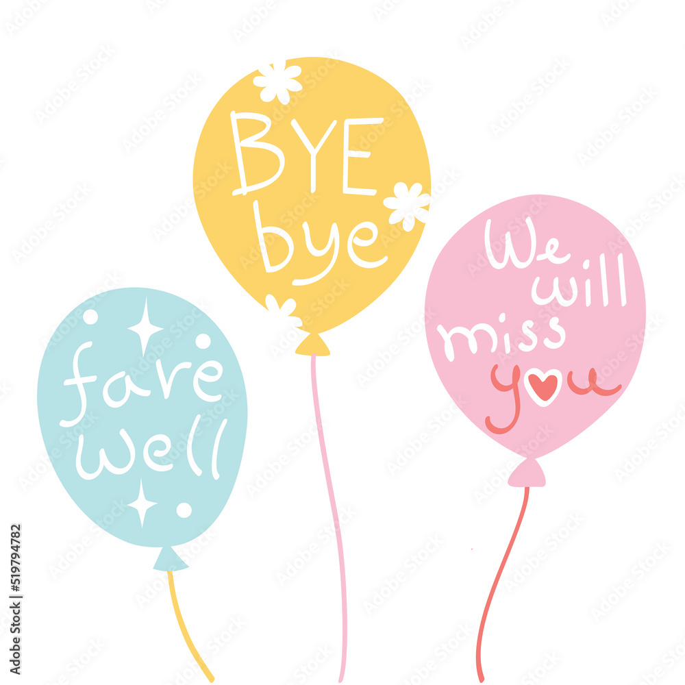 Bye bye balloon - hand drawn Stock Vector | Adobe Stock