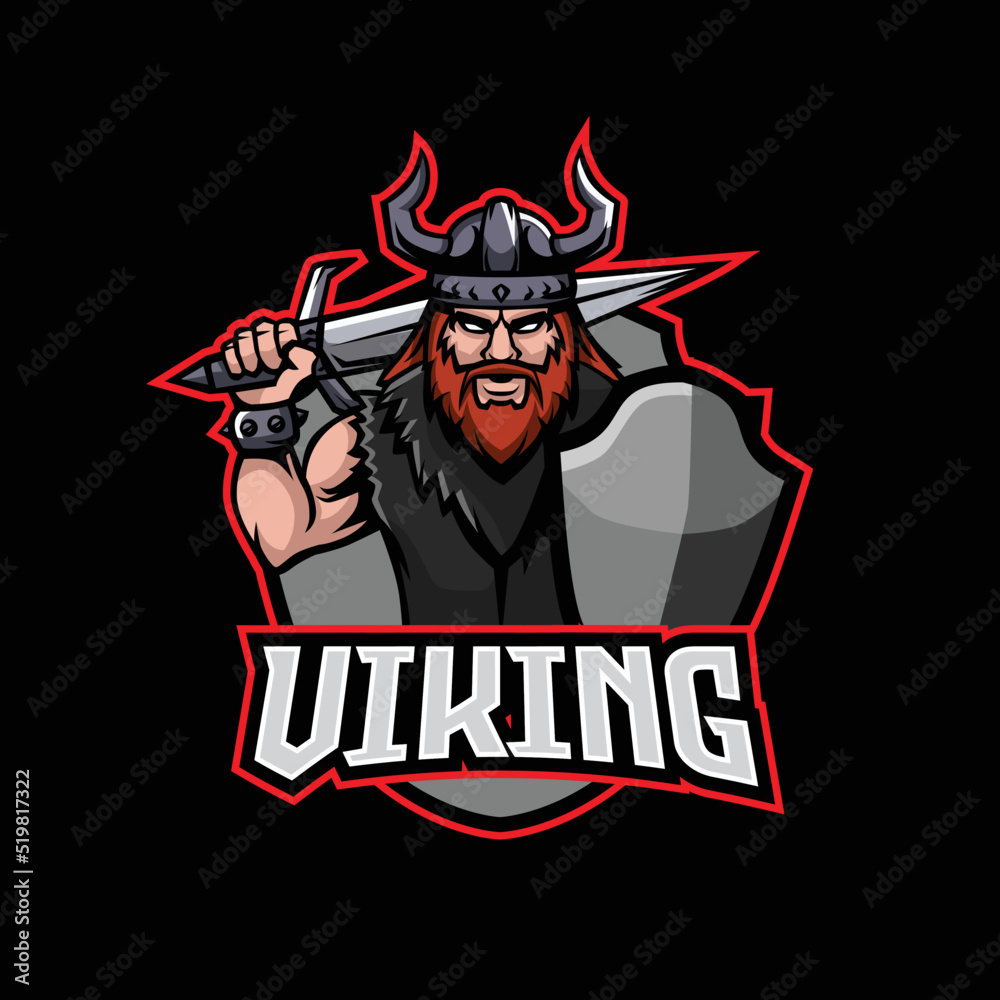 Beard Viking Mascot Logo Illustration Stock Vector | Adobe Stock