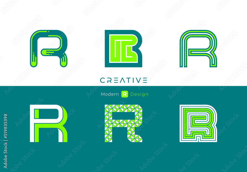Letter R, modern alphabet, fonts, characters design, vector ...