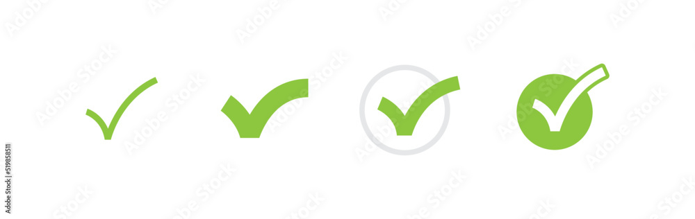 Vetor Check mark icons. Green checklist tick symbol. Approved and ...