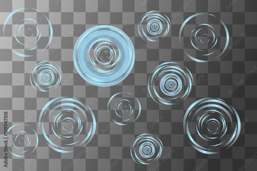 Water ripple on transparent background blue color top view circle water ...