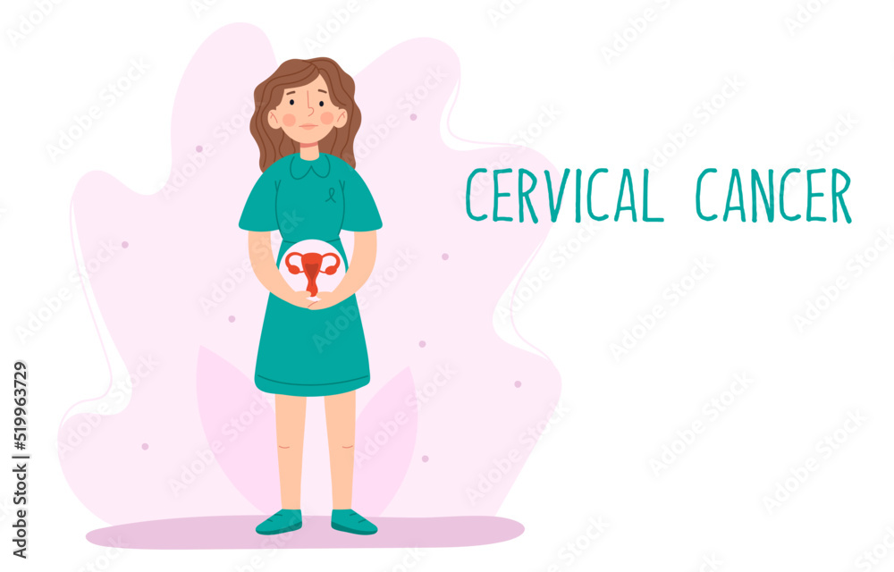 Cervical cancer concept. Female reproductive system. Flat vector ...