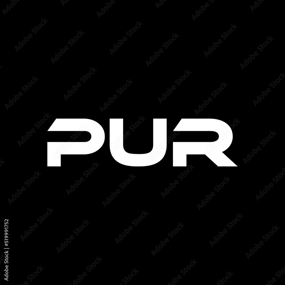 PUR letter logo design with black background in illustrator, vector ...