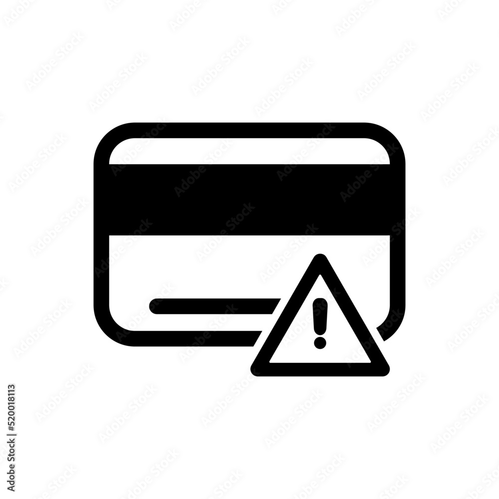 credit card with warning symbol, payment error icon vector Stock Vector ...
