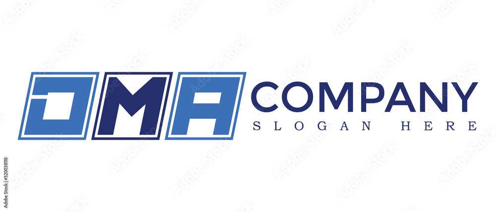 DMA three Letter Rounded rectangle boxes shape element symbol digital ...