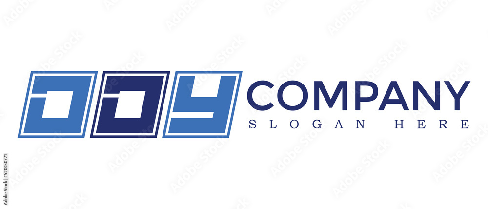 DDY three Letter Rounded rectangle boxes shape element symbol digital ...