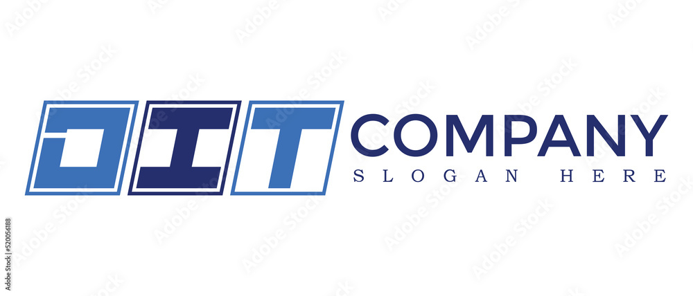 DIT three Letter Rounded rectangle boxes shape element symbol digital ...