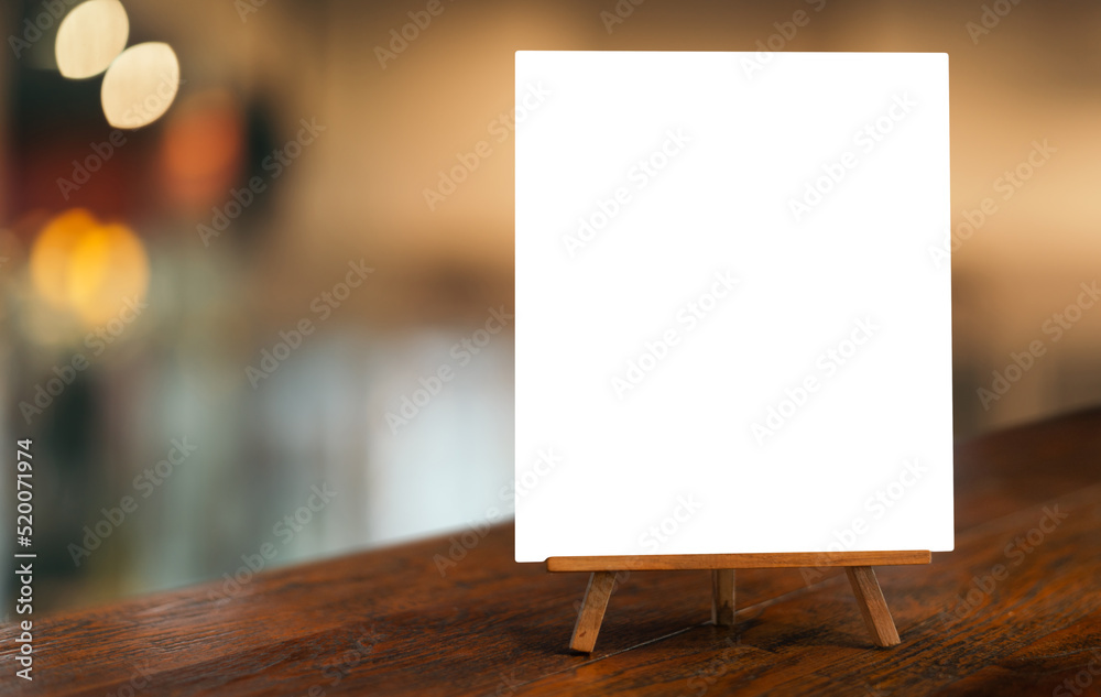 White paper counter menu on blurred restaurant background Stock ...