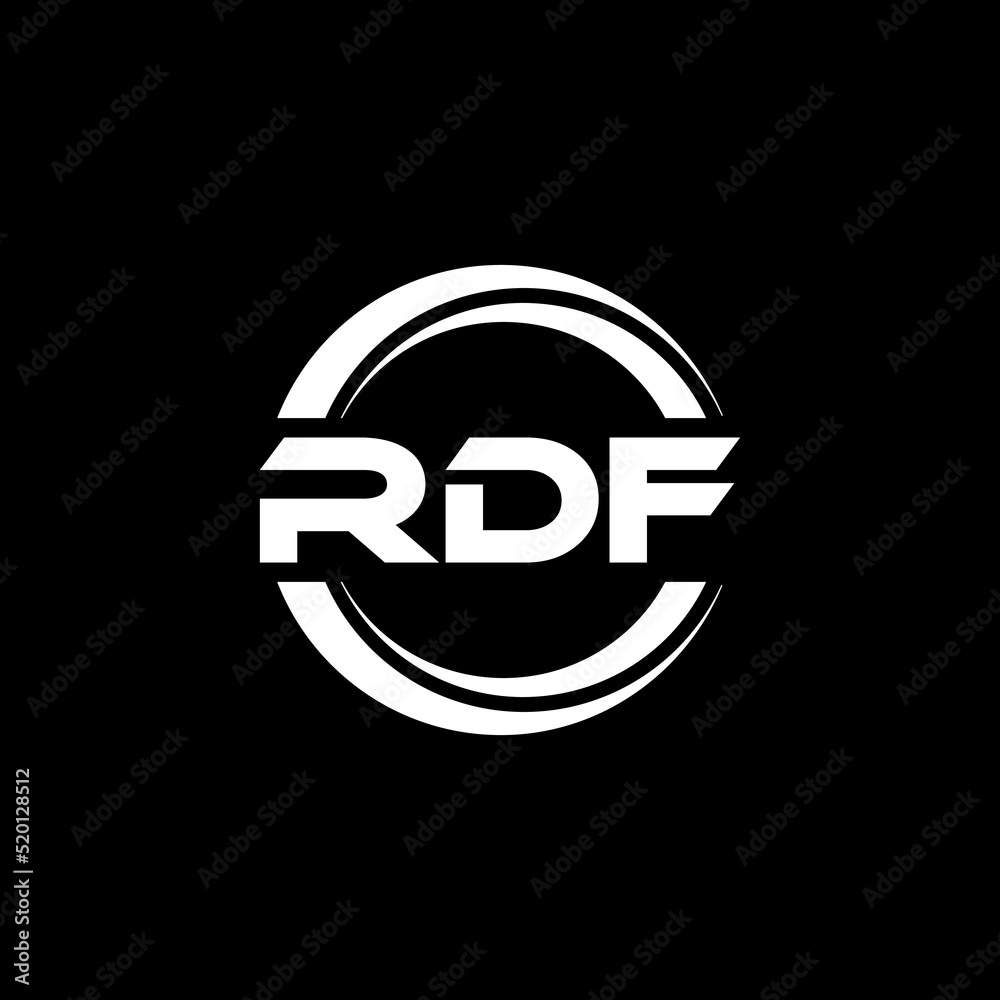 RDF letter logo design with black background in illustrator, vector ...