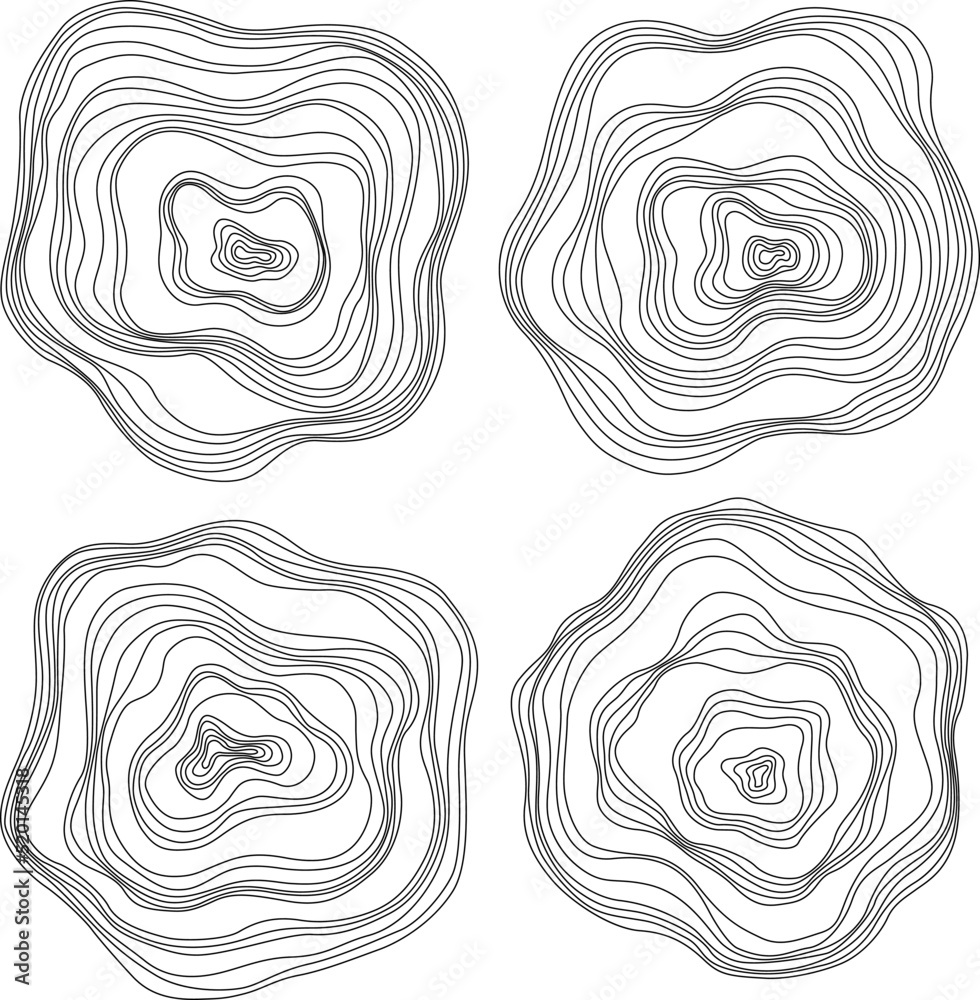 Abstract tree rings. Vector topographic map concept. Seamless ...