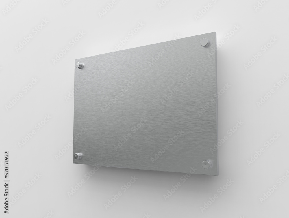 Blank A4 brushed metal plate. Office corporate Signage plate Mock Up ...