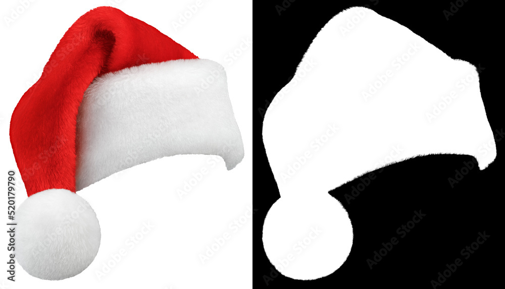Santa Claus hat or christmas red cap isolated on white background with ...