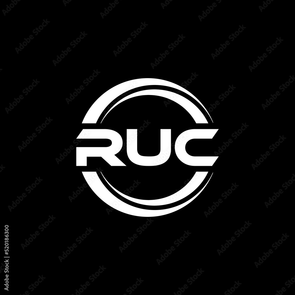 RUC letter logo design with black background in illustrator, vector ...