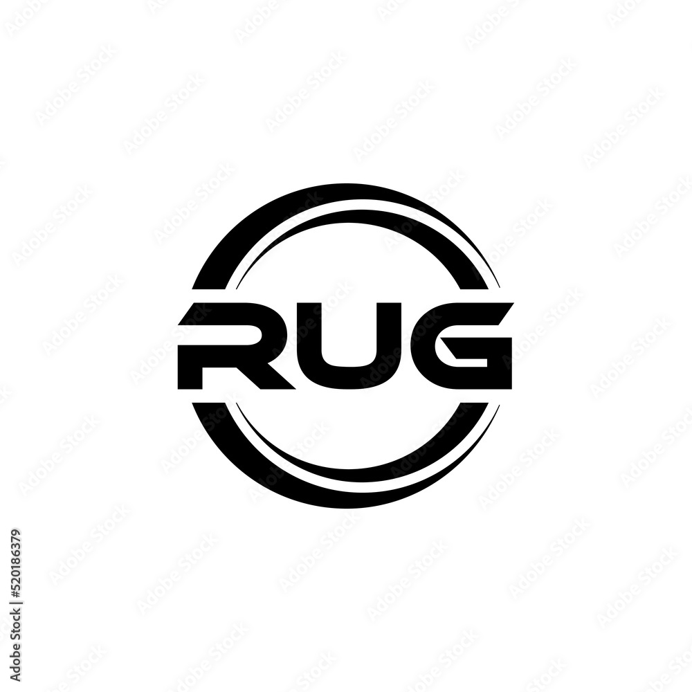 RUG letter logo design with white background in illustrator, vector ...