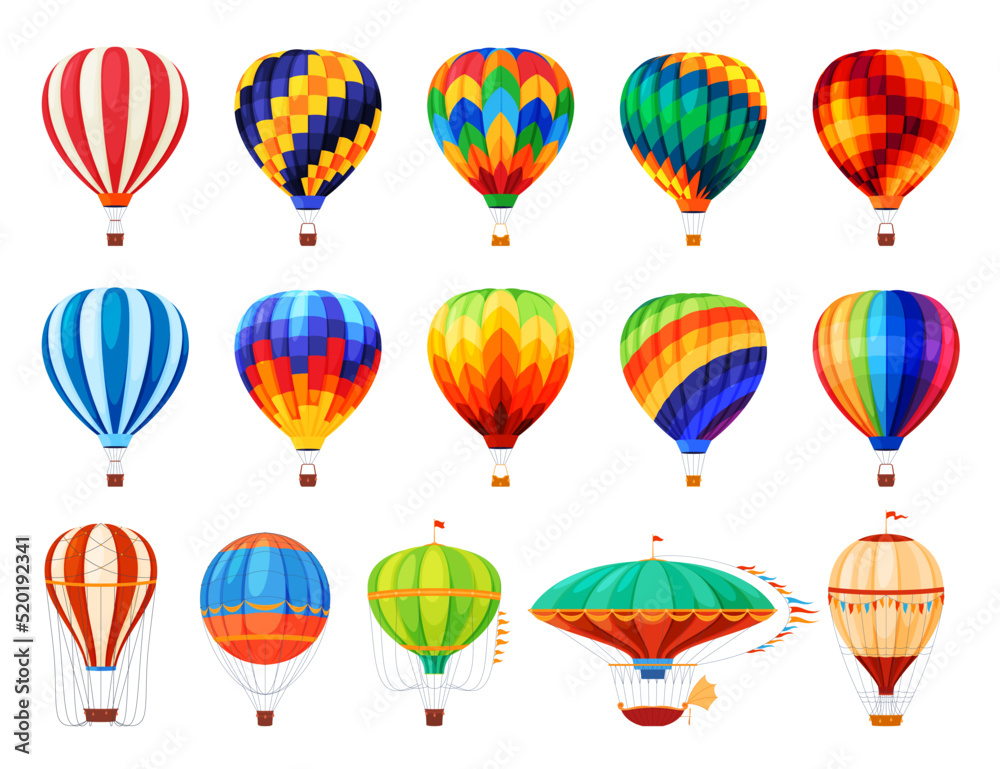 Set of colorful beautiful hot air balloons. Vector illustration Stock ...