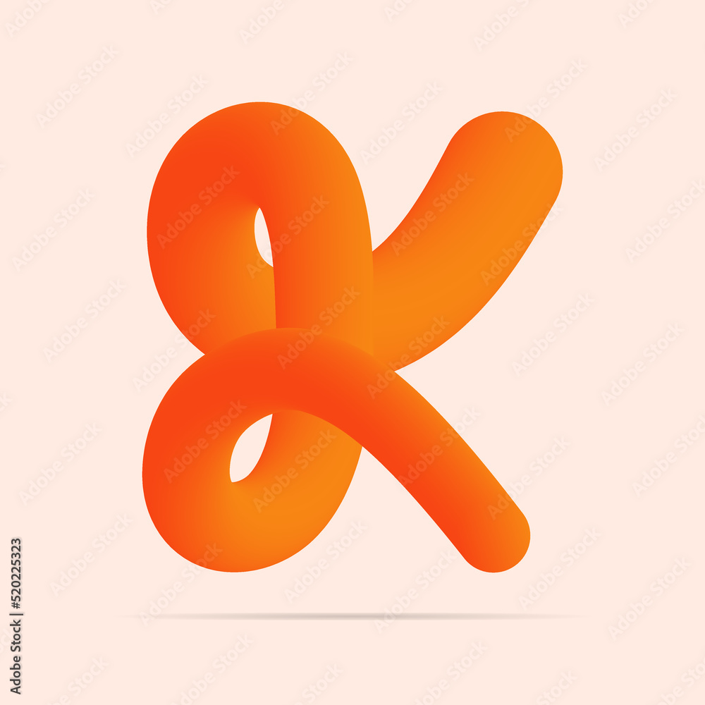 K letter made of shinny orange color design. Vector isolated font for ...