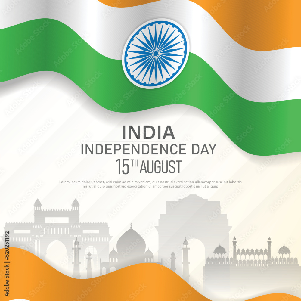 15 th August Indian Independence Day poster template design with Indian ...