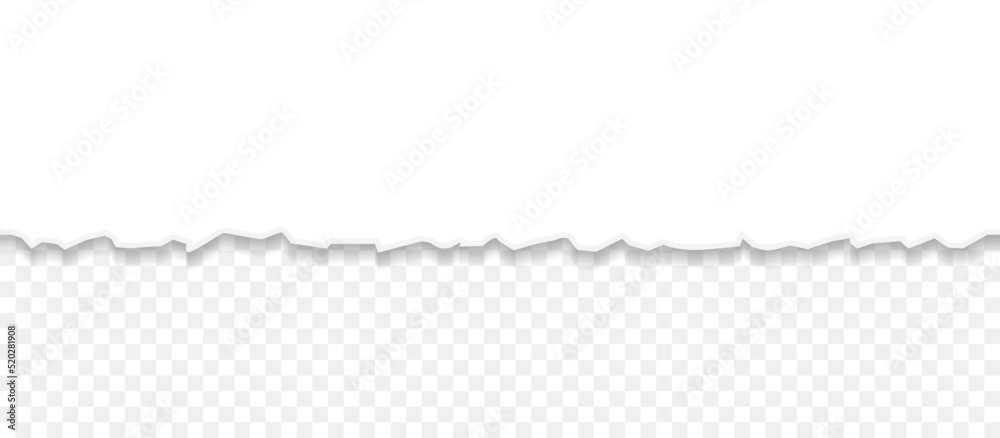 Torn half sheet of blank white paper from the bottom, isolated on ...