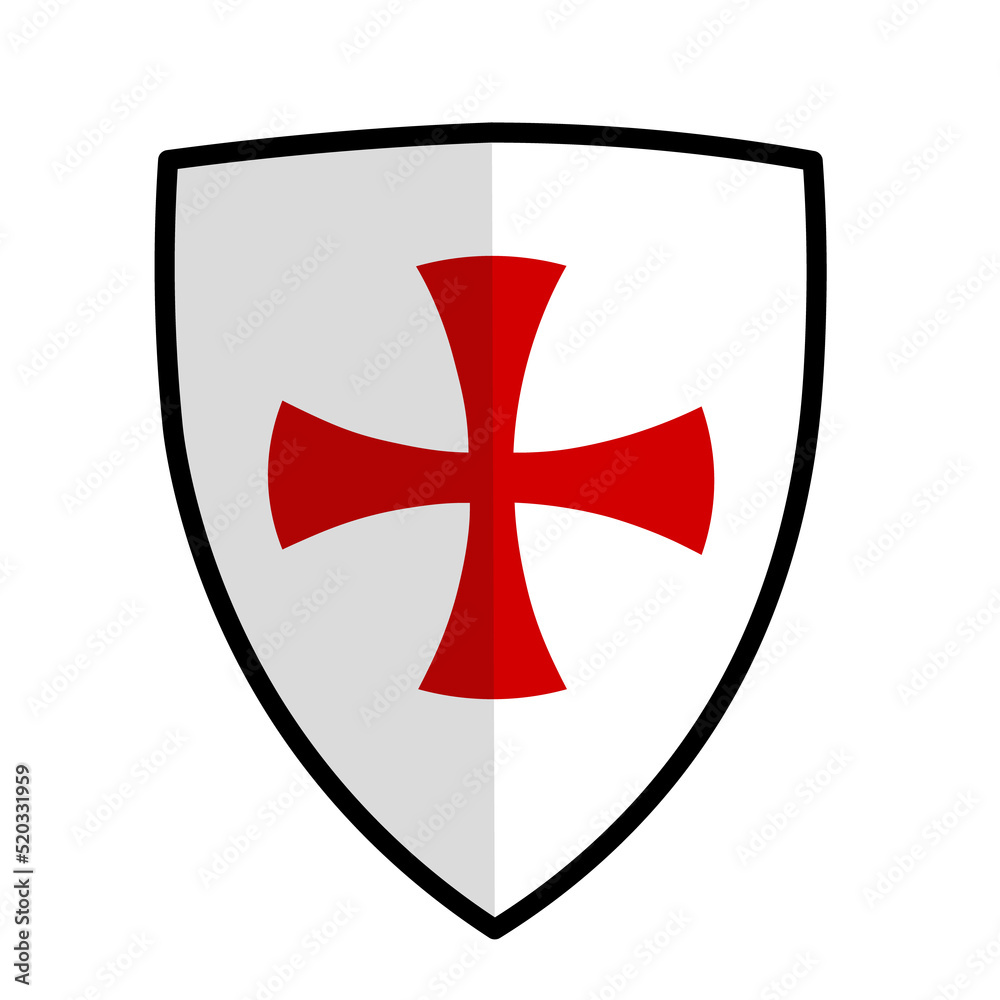 Templar shield with red medieval maltese Templar cross isolated on ...