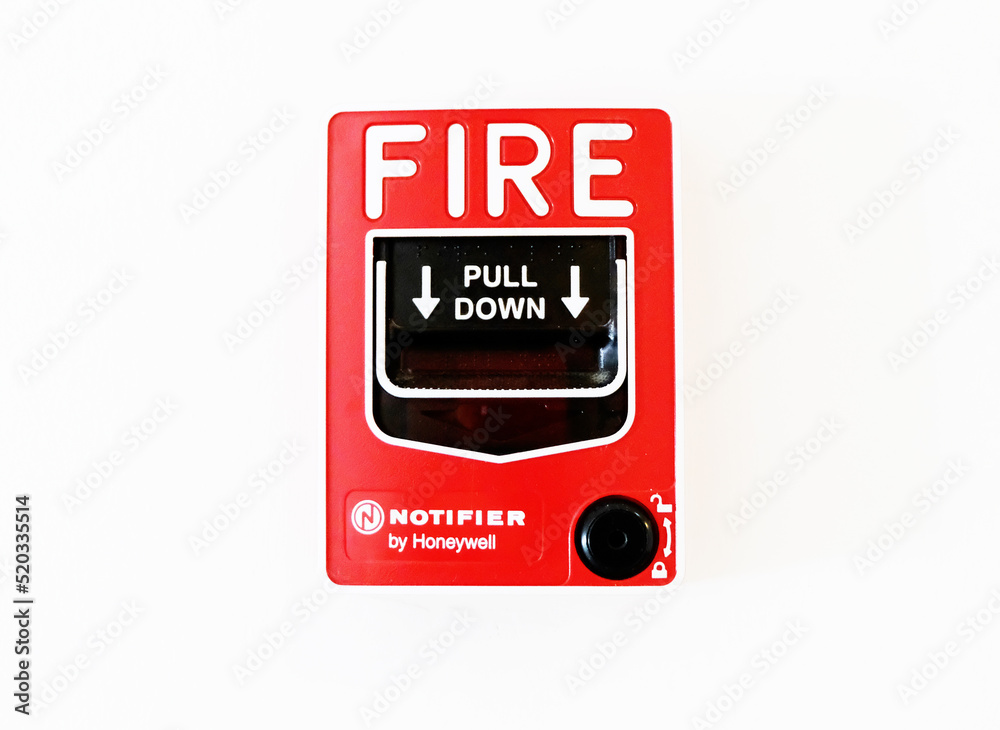 Close up the Fire button for a Fire alarm in the building, Every ...