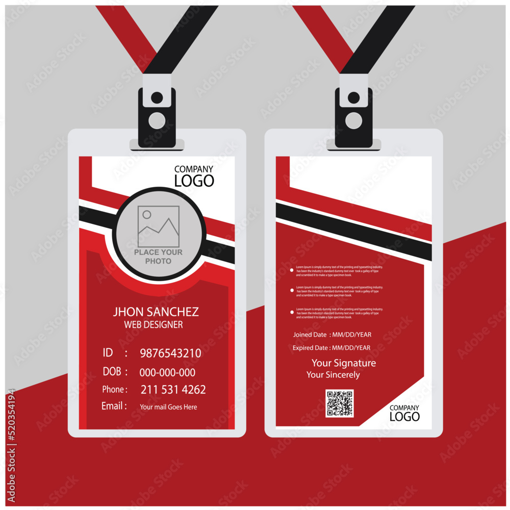 Professional Employee ID card, Best company id card, Business Id Card ...