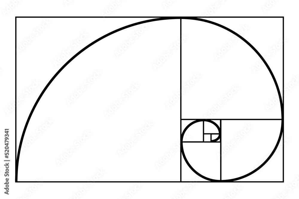 Golden section. Circle of the Fibonacci sequence. Spiral geometric ...