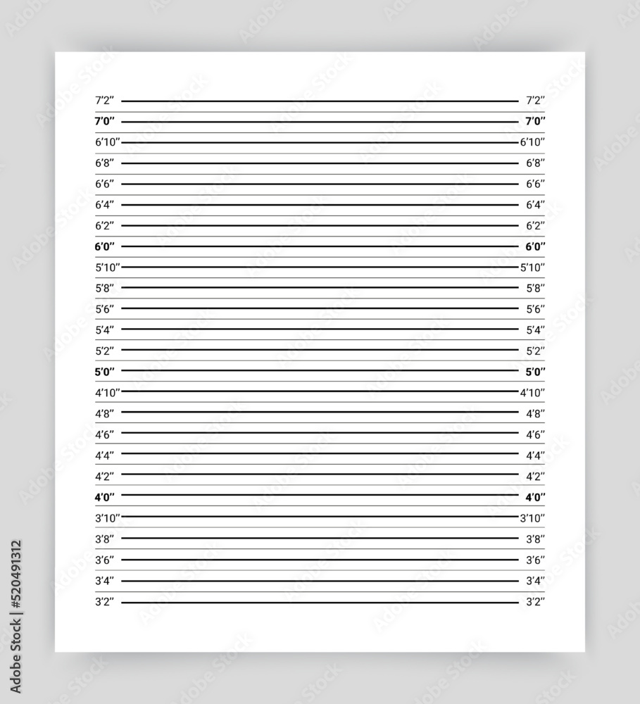 Criminal mugshot board with scale in inches to determine height. Mug ...