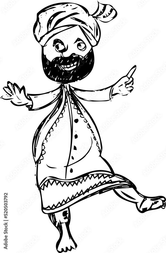 Vector de Stock Indian Sikh Vector, Sketch drawing of Indian Punjabi ...