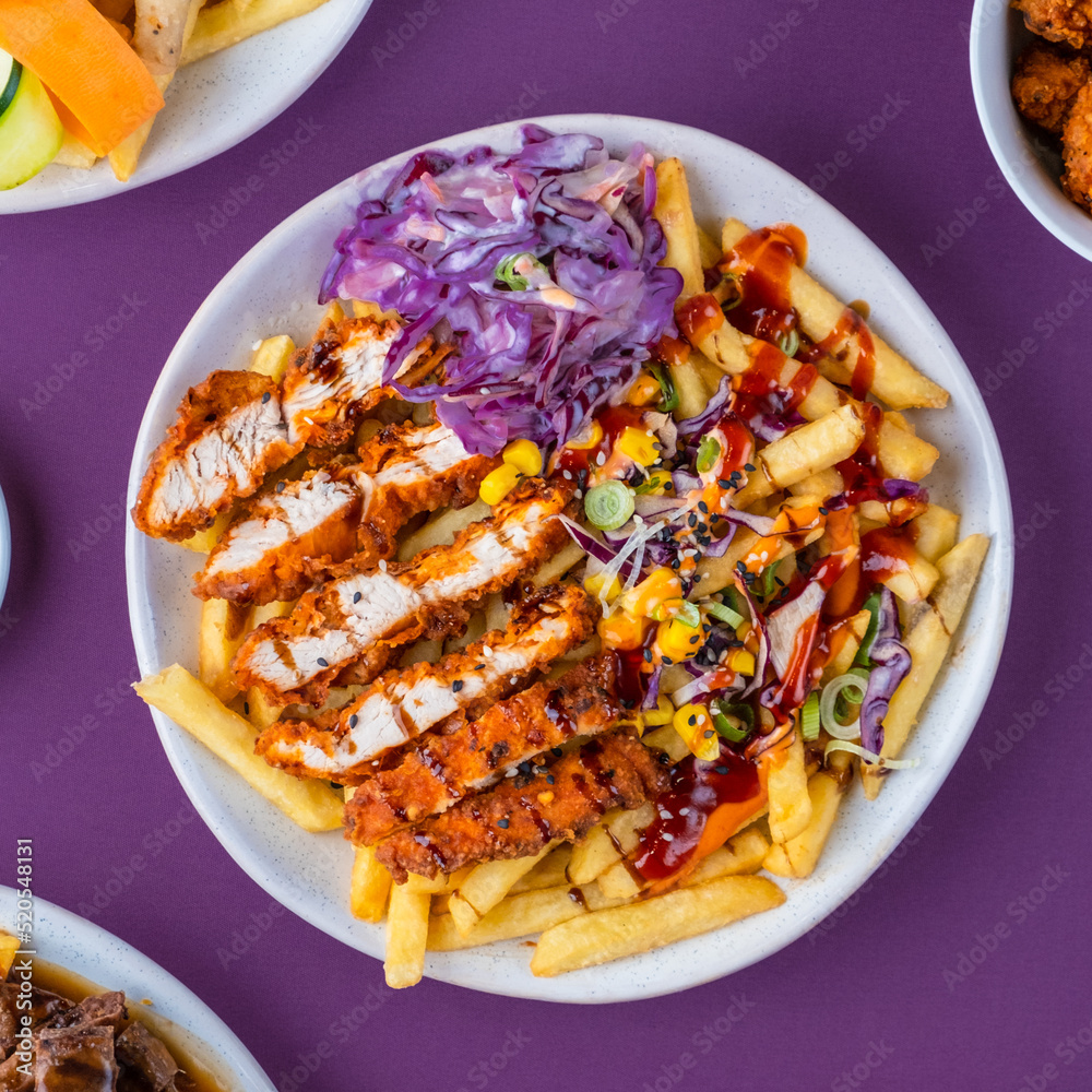 Fried Seasoned Chicken Fries Edirotial, Roasted Vegetables With Chips ...