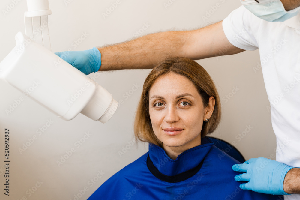 Dentist do x-ray tooth scan for woman in dentistry. Teeth x ray ...