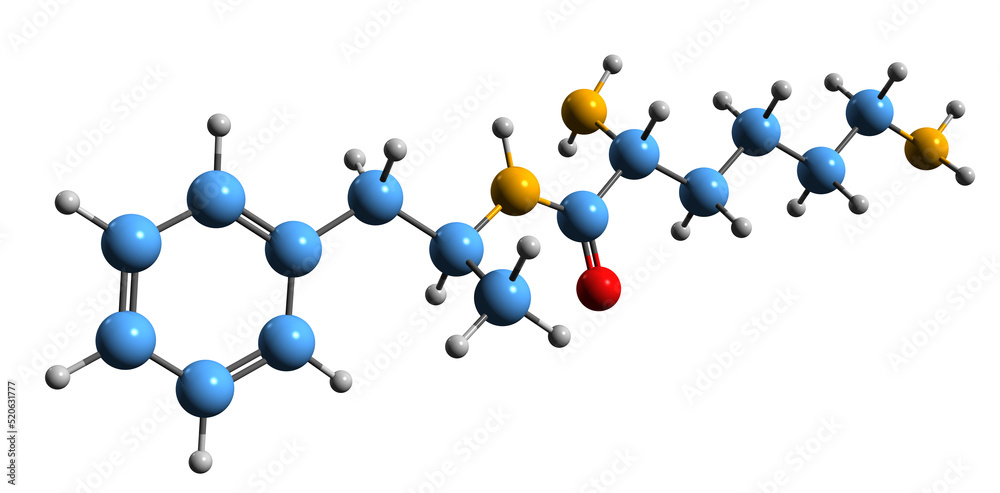 3D image of Lisdexamfetamine skeletal formula - molecular chemical structure of stimulant ...