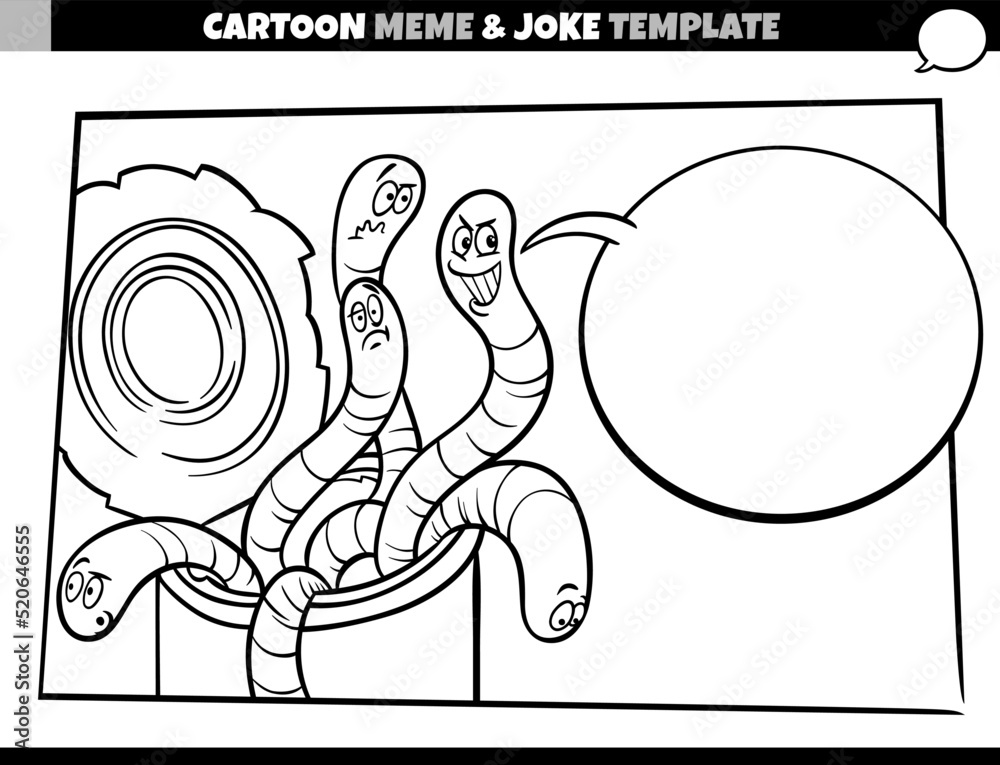 black and white cartoon meme template with can of worms Stock Vector ...